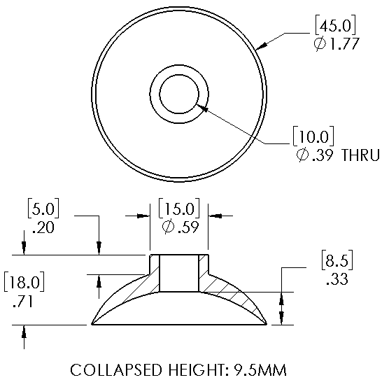 VacMotion USA product: 014510A - 45mm flat NBR suction cup
