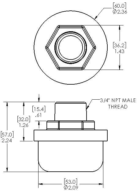 VacMotion USA product: 20484 - 3/4 MNPT Nylon suction line strainer, 40 ...