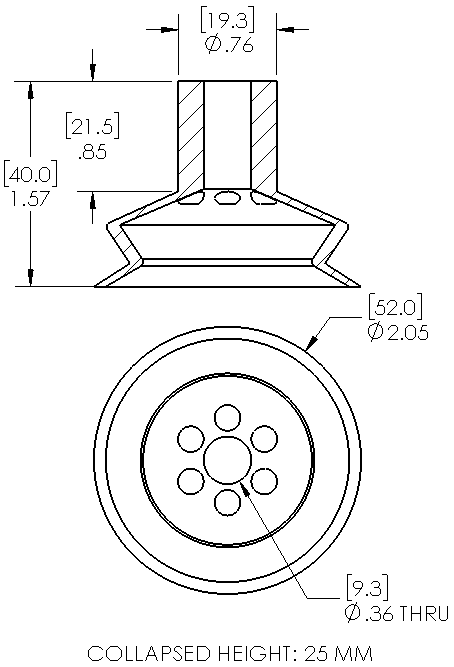 VacMotion USA product: 210.052.125.V - 52mm single bellows Vinyl ...