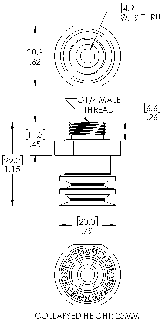 VacMotion USA product: 25B.020.006.02-W-G14M - 20mm 2.5 bellows ...