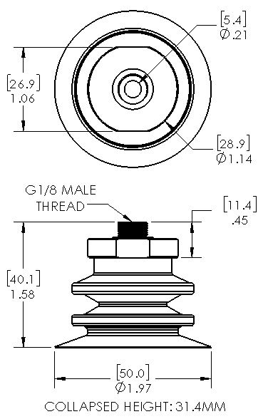 VacMotion USA product: 25B.050.004.02-W-G18M - 50mm 2.5 bellows ...