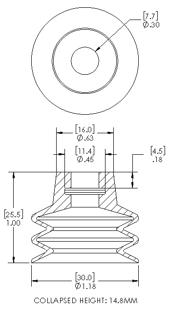 VacMotion USA product: 25B.030.009.02 - 30mm 2.5 bellows translucent ...
