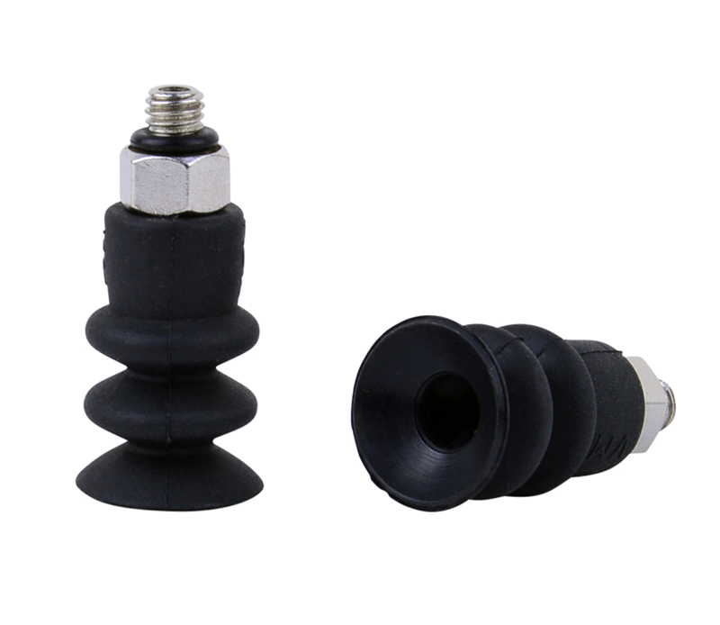 VacMotion USA product: MB14-NBR-5M - 14mm 2.5 bellows NBR suction cup with M5 male fitting
