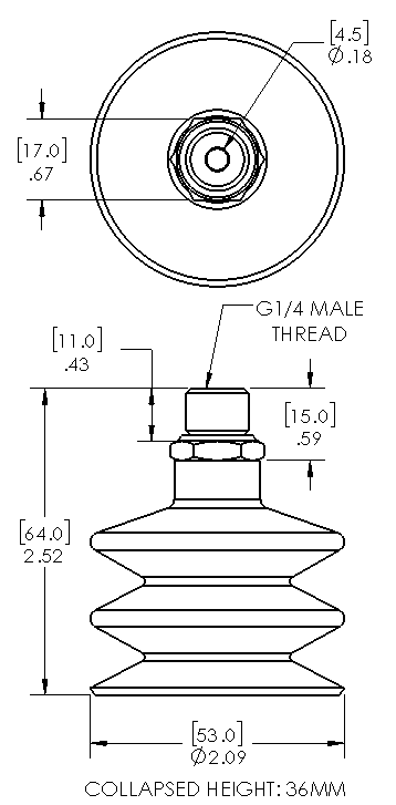 VacMotion USA product: MB52-NBR-G14M - 52mm 2.5 bellows NBR suction cup ...