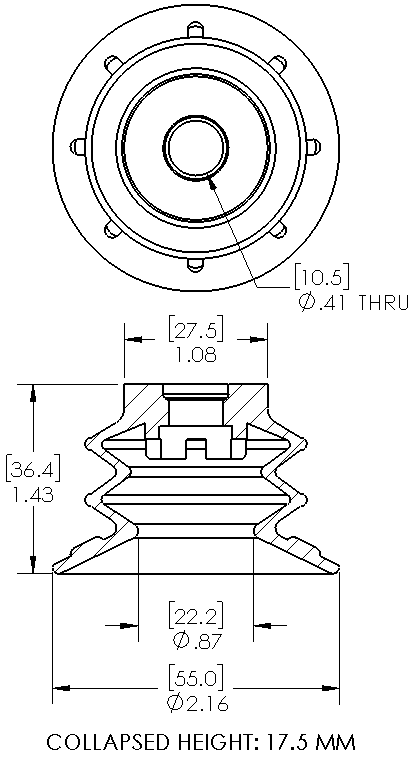 VacMotion USA product: MB55P-3055 - 55mm 2.5 bellows dual durometer ...