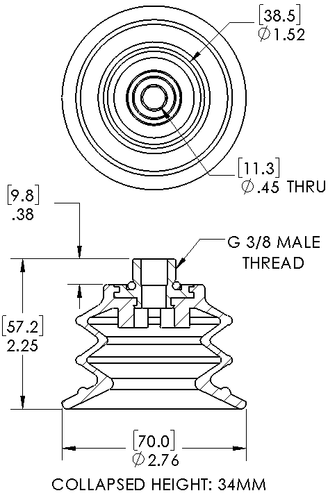 VacMotion USA product: MB70P-3060-G38M - 70mm 2.5 bellows dual ...