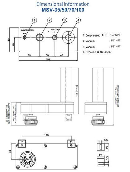 VacMotion product: MSV 50 - Multi-Stage Vacuum Generator with silencer