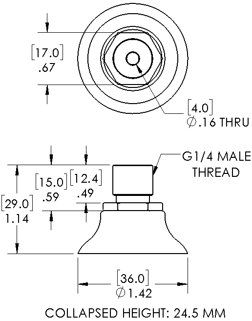VacMotion USA product: PA35-NBR-G14M - 35mm flat NBR suction cup with ...