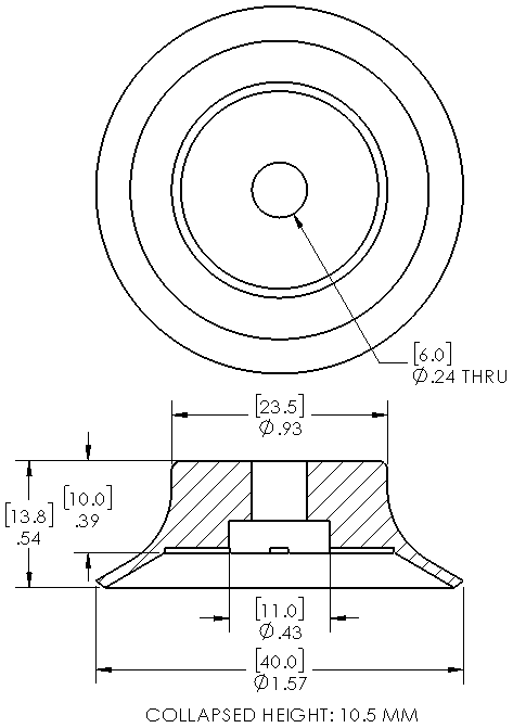 VacMotion USA product: PA40-NBR - 40mm flat PFG style cup, NBR