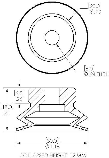 VacMotion USA product: PB30-SIT - 30mm single bellows FDA Silicone ...