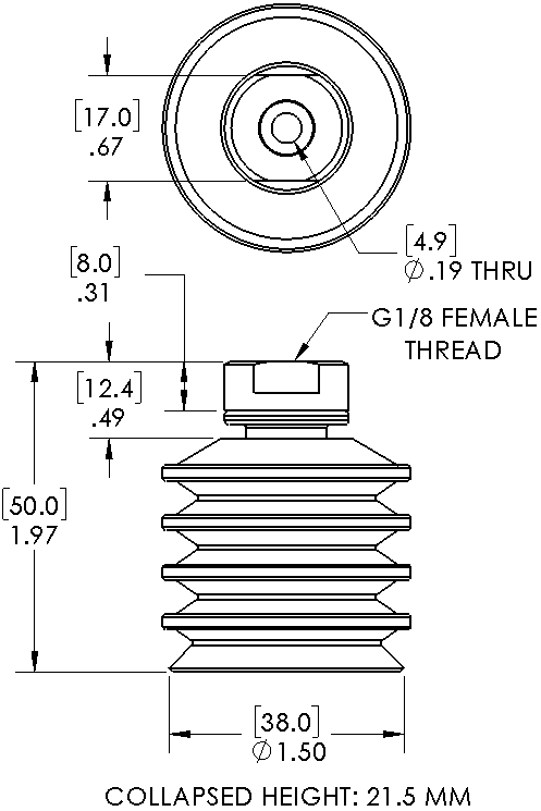 VacMotion product: SB33-NBR-18M - 33mm single bellows NBR suction cup ...