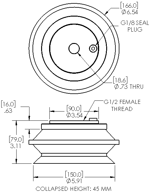 VacMotion USA product: PSB150-NBR-G12F - 150mm single bellows NBR ...