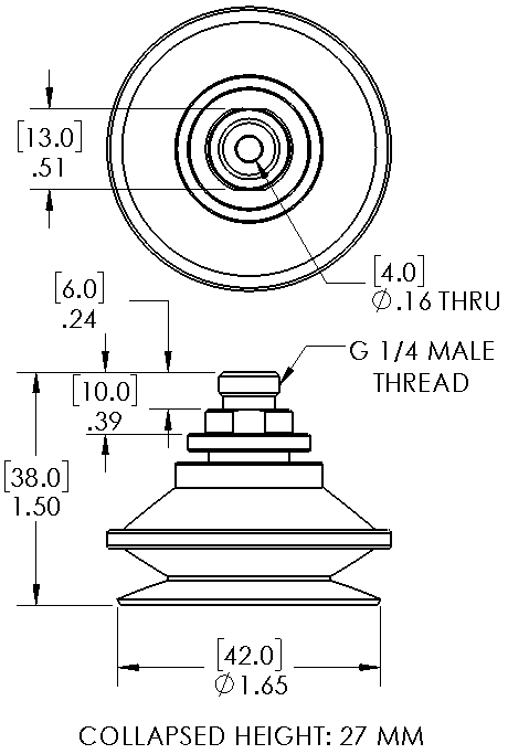 VacMotion USA product: PSB40-NBR-G14MS - 42mm single bellows NBR ...