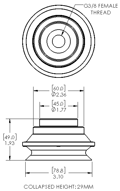 VacMotion USA product: PSB75-2-SIR-G38F - 78mm single bellows Silicone ...