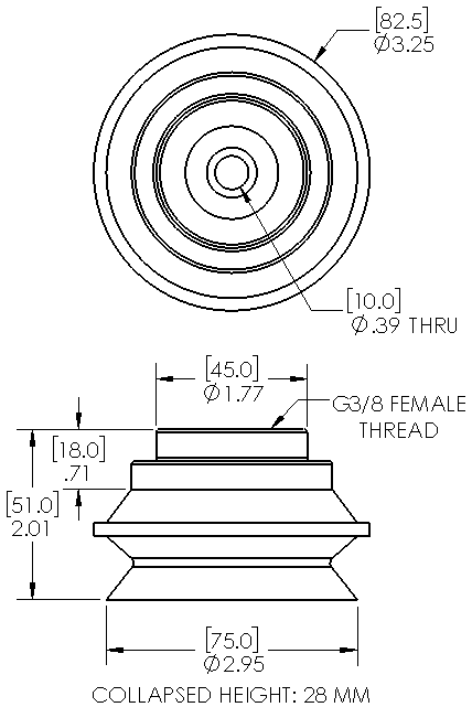 VacMotion USA product: PSB75-NBR-G38F - 75mm single bellows NBR suction ...