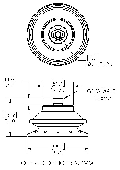 VacMotion USA product: SB100P-3060-G38M - 100mm single bellows dual ...