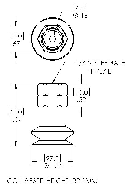 VacMotion USA product: SB26-NR-14F - 26mm single bellows Natural Rubber ...