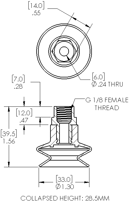 VacMotion USA product: SB33-HNBR-G18F - 33mm single bellows H-NBR ...