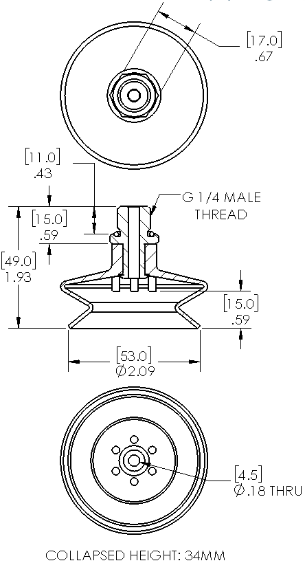 VacMotion USA product: SB53-NBR-G14M - 53mm single bellows NBR suction ...