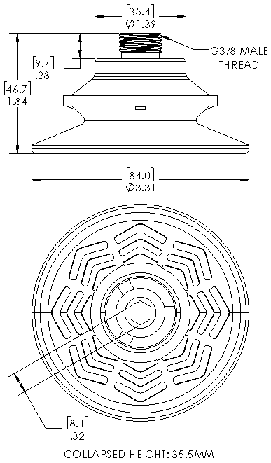 VacMotion USA product: VBF80P-3060-G38M - 84mm single bellows dual ...