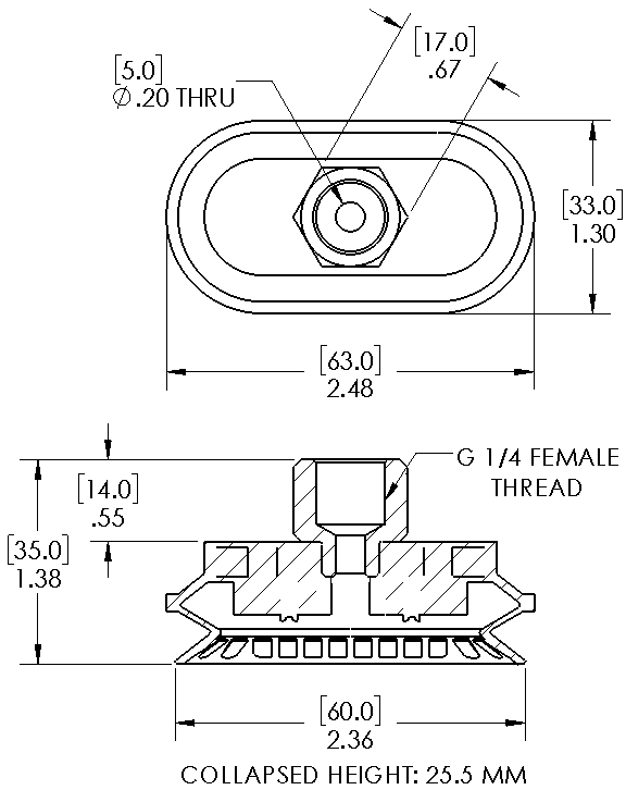 VacMotion USA product: VES3060B - 30mm x 60mm oval bellows BENZ rubber ...