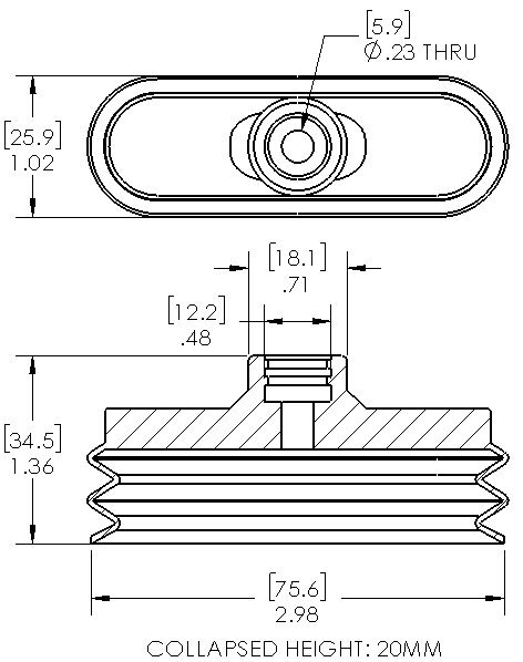 VacMotion USA product: VOB25X75-SIT - 25mm x 75mm oval 2.5 bellows FDA ...