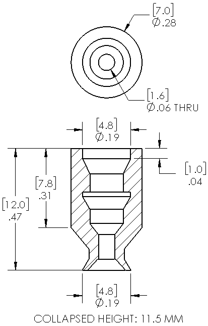 VacMotion USA product: V-ZP04US - 4mm flat silicone suction cup