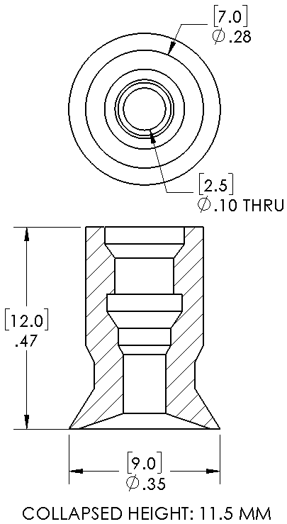 VacMotion USA product: V-ZP08US - 8mm flat silicone suction cup