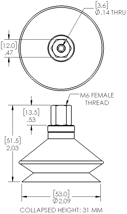 VacMotion USA product: V-ZPT50BN-M6F - 53mm single bellows NBR suction ...